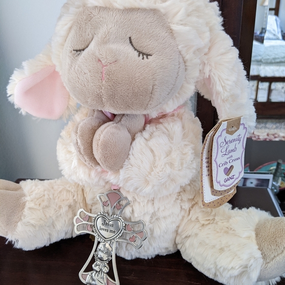 GANZ | Toys | Ganz Serenity Lamb With Crib Cross Pink Bow | Poshmark
